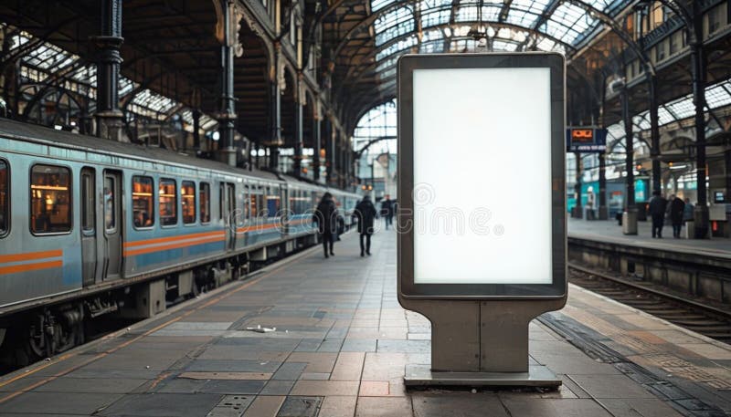 Vertical Advertising Billboard, Lightbox with Empty Digital Screen on ...