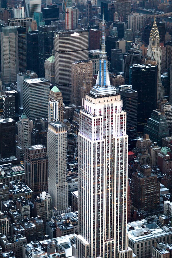 Vertical Aerial Shot of the Empire State Building in New York Editorial ...