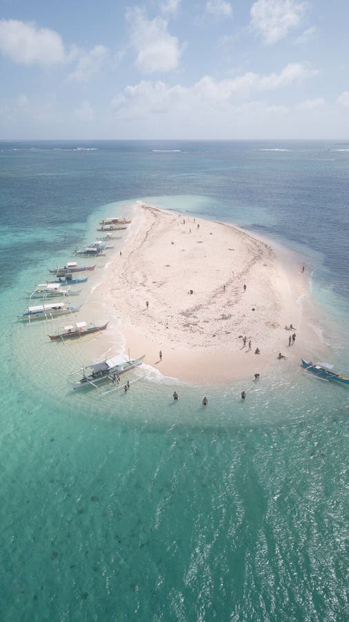 Vertical Aerial View of a Floating Sand Island Stock Photo - Image of ...