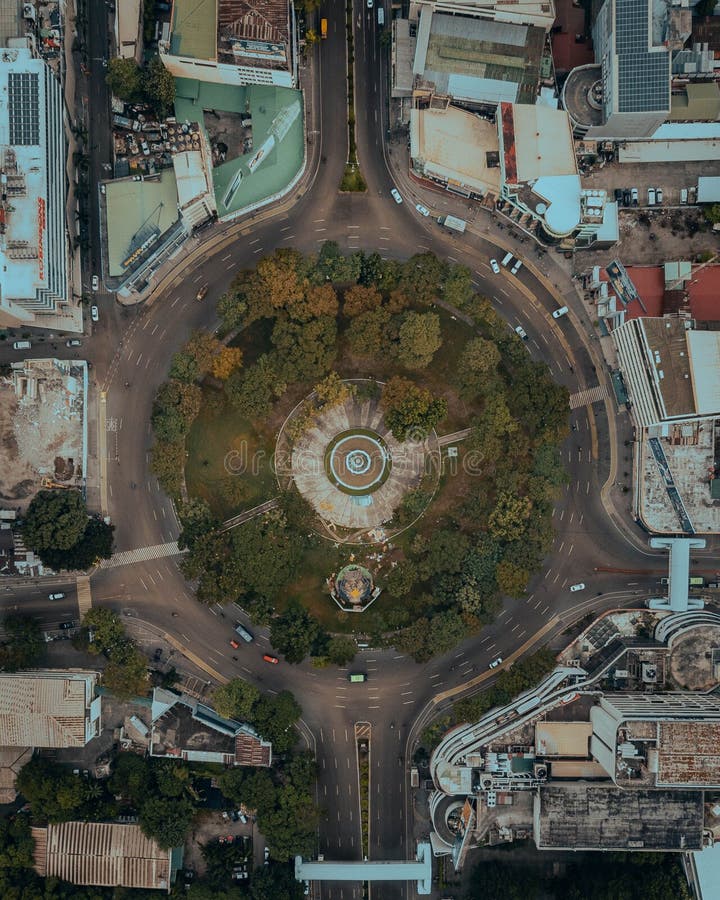 Vertical Aerial View of the Fuente Circle Stock Photo - Image of circle ...