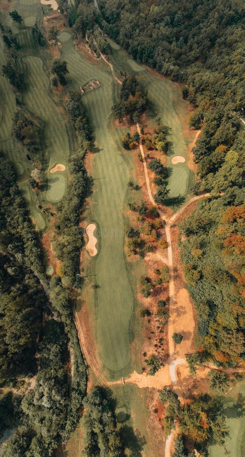 Vertical Aerial View of Golf Fields Stock Image - Image of rural, woods ...