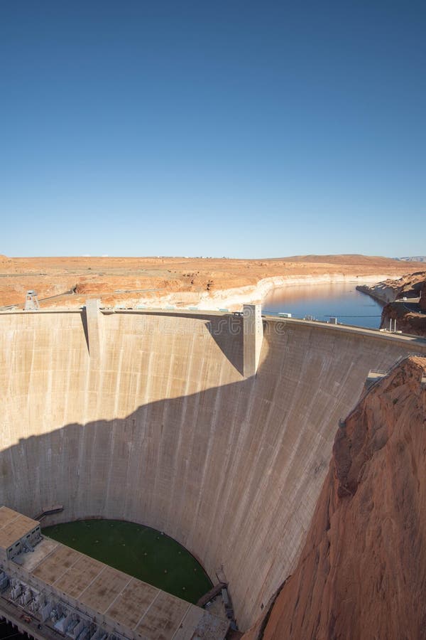 Vertical Aerial View of the Historic Glen Canyon Dam with Low Water ... Vertical Aerial View of the Historic Glen Canyon Dam with Low Water ...