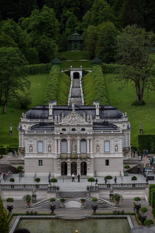 Vertical Aerial View of the Historic Linderhof Palace with the Green ... Vertical Aerial View of the Historic Linderhof Palace with the Green ...