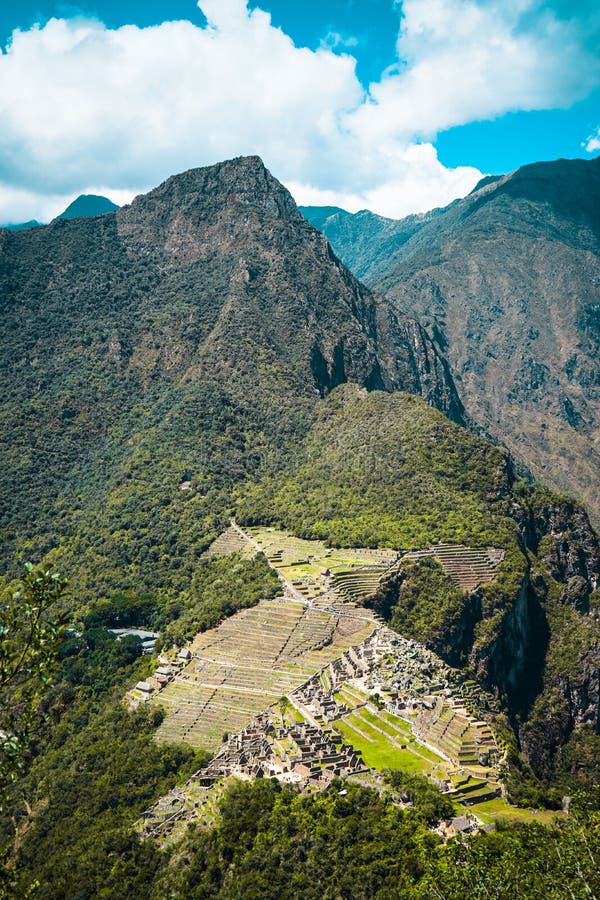 Vertical Aerial View of the Historic Machu Picchu in Peru Stock Image ... Vertical Aerial View of the Historic Machu Picchu in Peru Stock Image ...