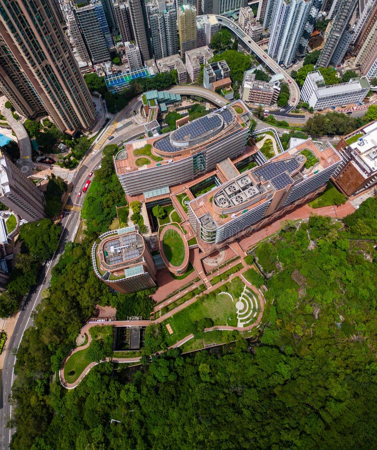 Vertical Aerial View of Hong Kong University Stock Image - Image of ...