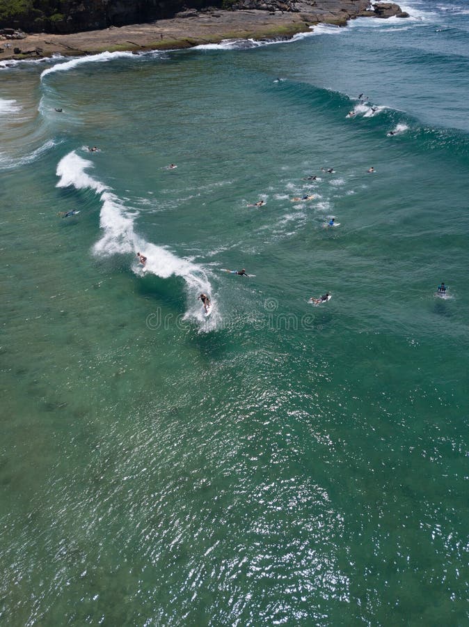 Vertical Aerial View of People Swimming in the Sea Stock Image - Image ...