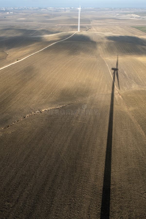 Vertical Aerial View of the Shadow of a Wind Turbine Stock Image ...