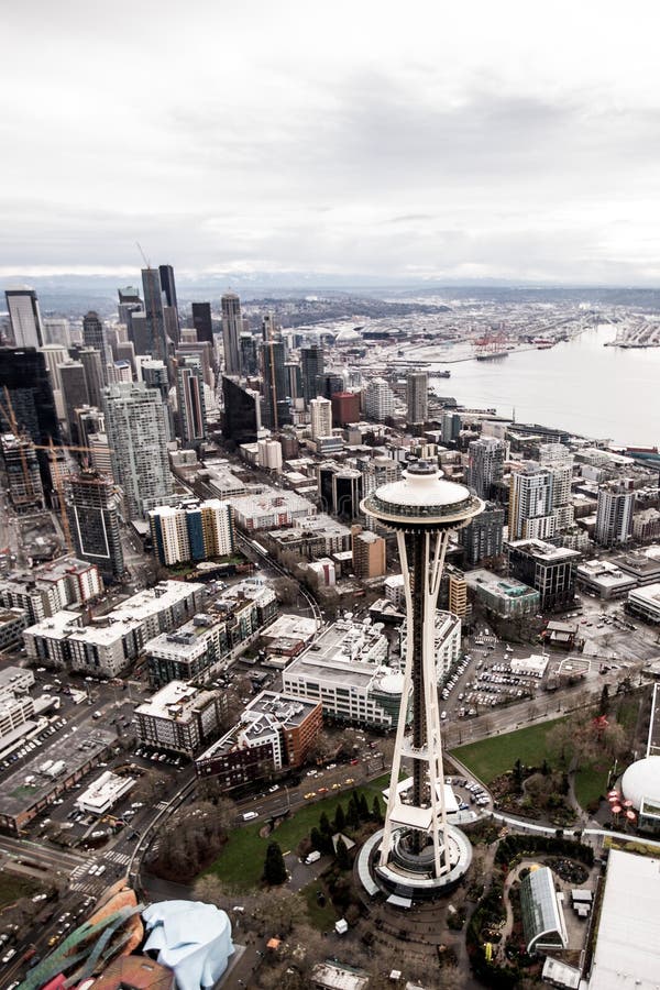 Vertical Aerial View of the Skyline of Seattle, USA Editorial Stock ...