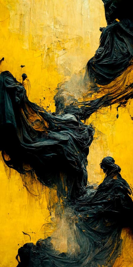 Vertical AI-generated Image of a Yellow Black Abstract Wallpaper for ...