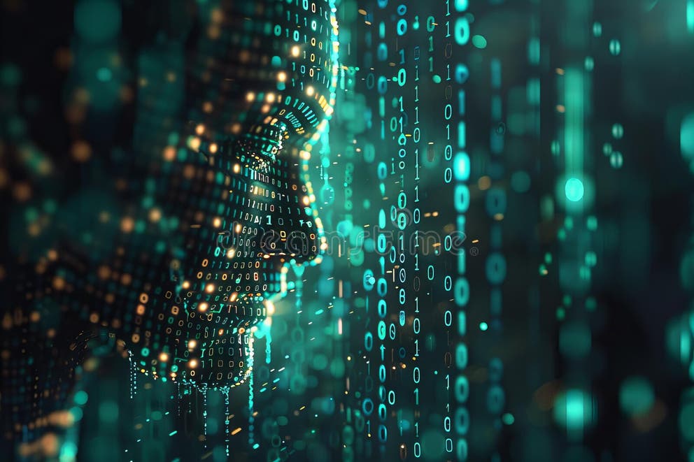 A Vertical Ai Illustration of Binary Code Flowing Down, Designed To ...