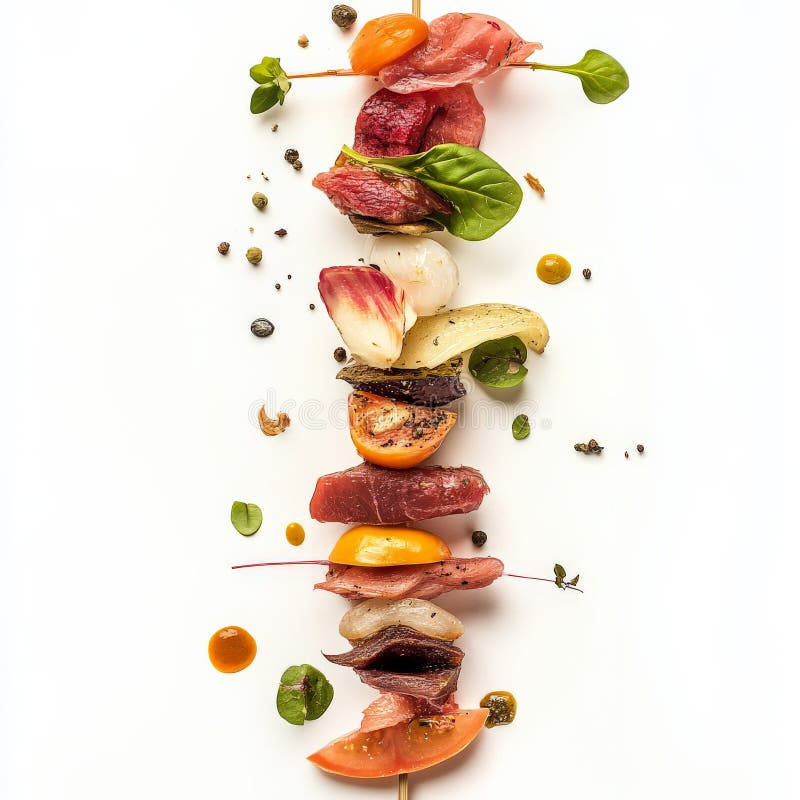 A Vertical Arrangement of Ingredients, Perhaps a Stack or Skewer of ...