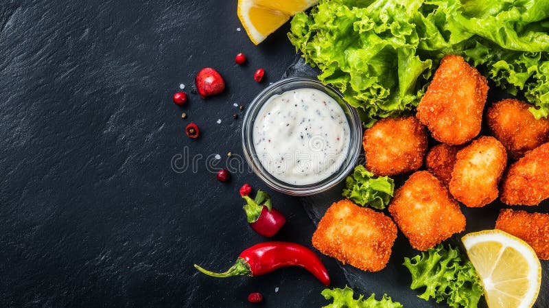 In Vertical Arrangement with Space for Copy, Fish Sticks with Lemon and ...