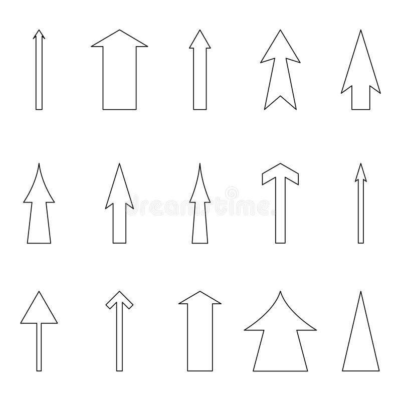 Vertical Arrow Designs. Geometric Upward Pointers. Simple Vector ...