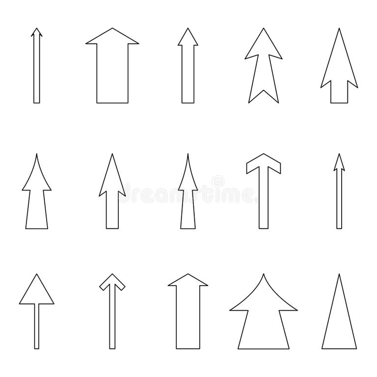 Vertical Arrow Designs. Geometric Upward Pointers. Simple Vector ...