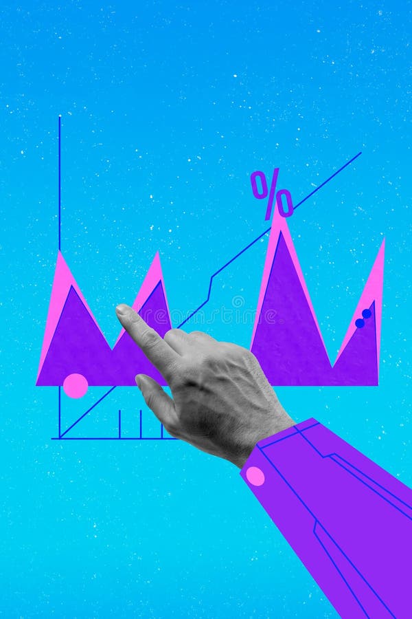 Vertical Art Banner Collage of Hand Point Index Finger Graph ...