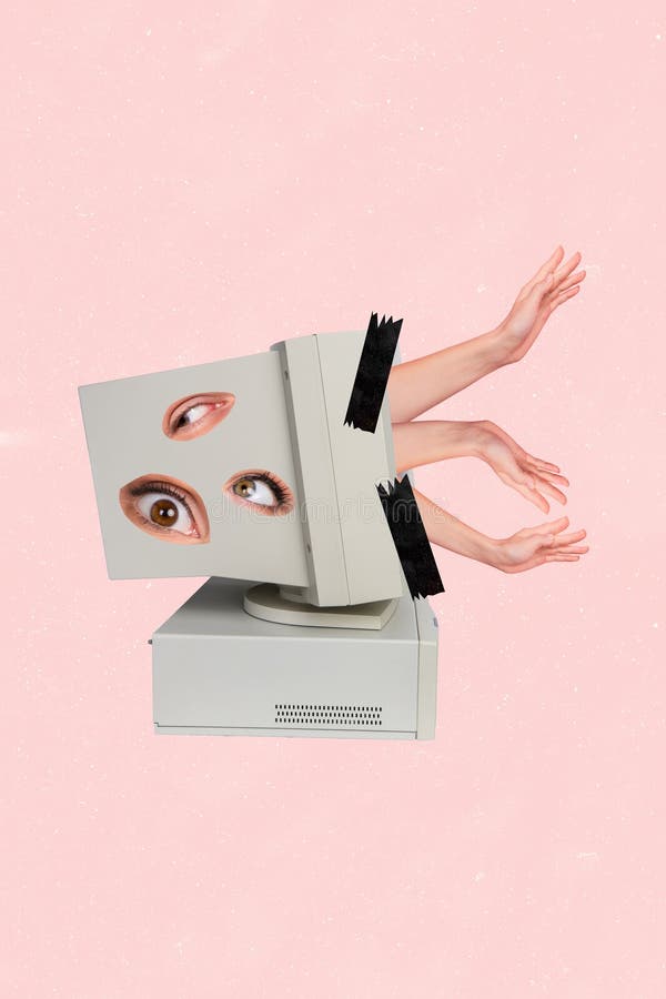 Vertical Artwork Composite Collage of Cyberbullying Addiction Internet ...