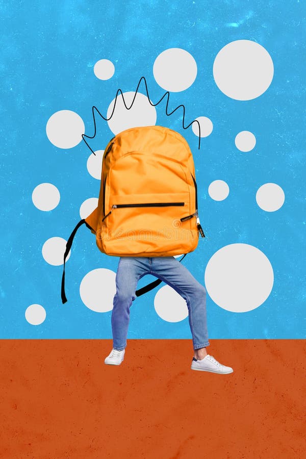 Vertical Artwork Composite Collage Photo of Funny Legs with Backpack ...