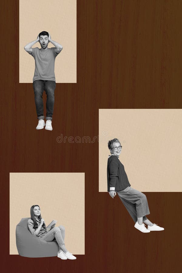 Vertical Artwork Trend Collage of Happy Businesspeople Structure ...