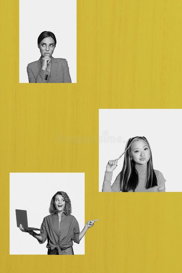 Vertical Artwork Trend Collage of Happy Businesspeople Structure ...