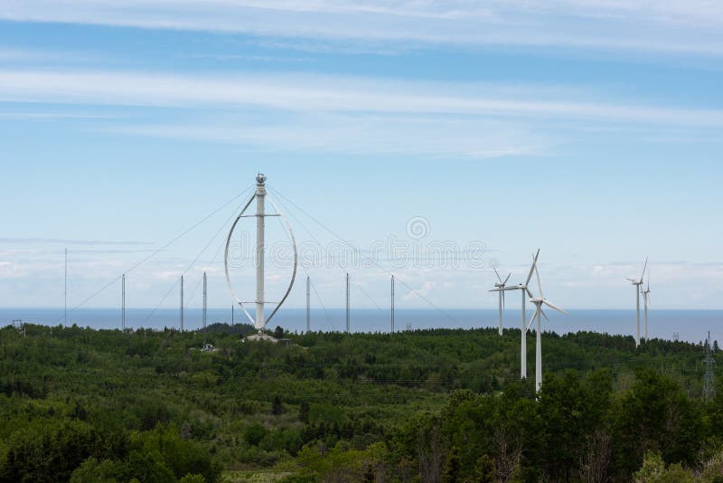 Vertical Axis Wind Turbine Farm Stock Image - Image of electricity ...