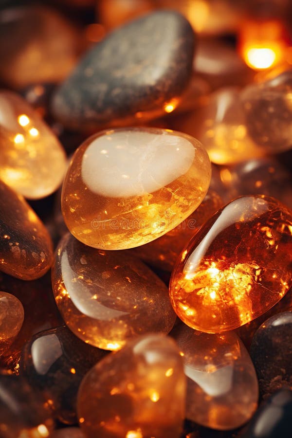 Vertical Background of Amber Colored Stones. Generative AI Stock ...