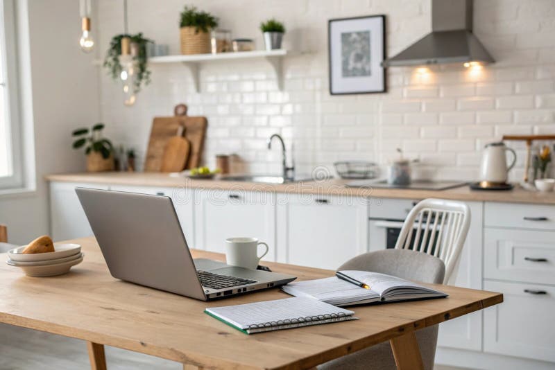 Vertical Background Image of Minimal Home Workplace with Laptop on ...