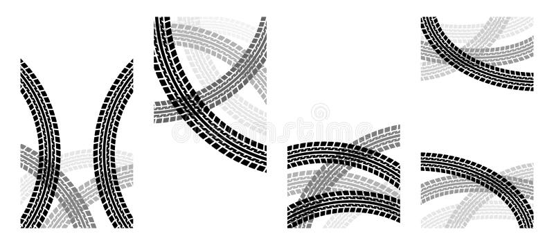 Vertical Background with Tire Wheel Marks of Cars, Set. Vector ...