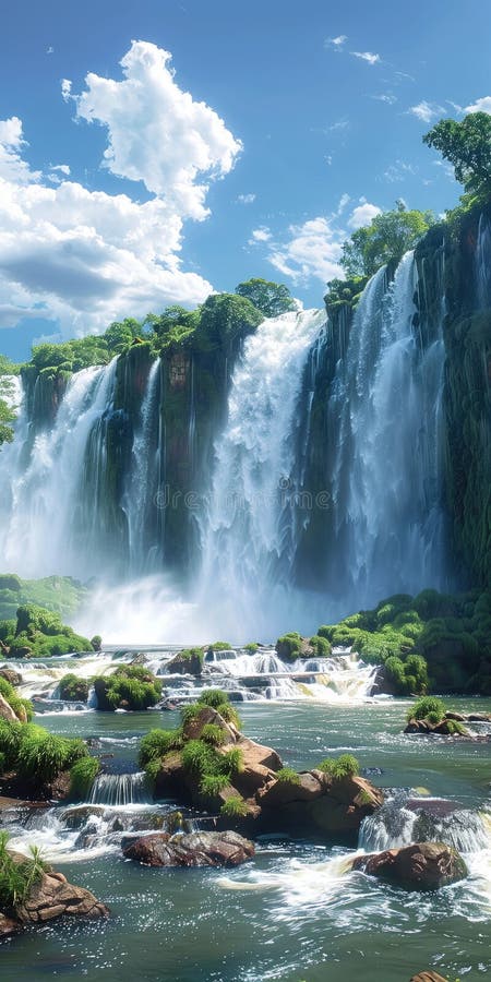 Vertical Background with View of the Beautiful Waterfall Stock ...