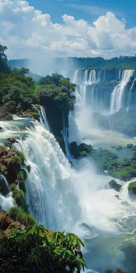 Vertical Background with View of the Large Waterfall Stock Illustration ...