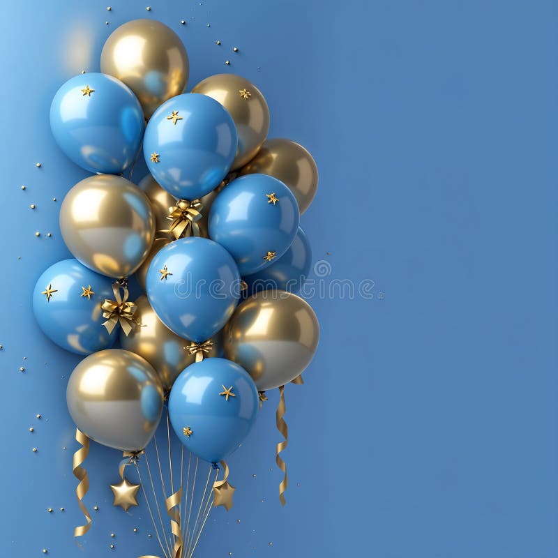 Vertical Balloon Cluster on Solid Blue Background Vibrant Display Stock ...