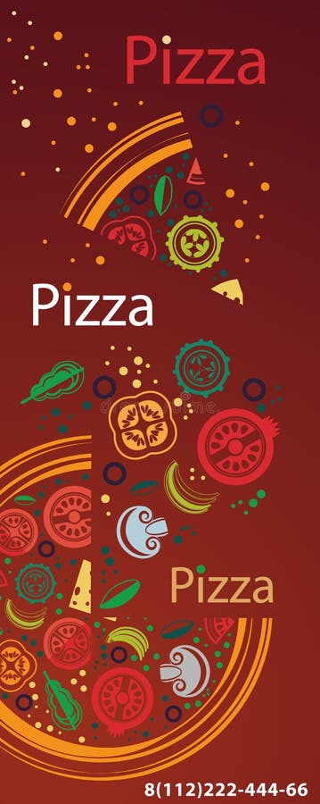 Vertical Banner Color Pizza Stock Illustration - Illustration of ...
