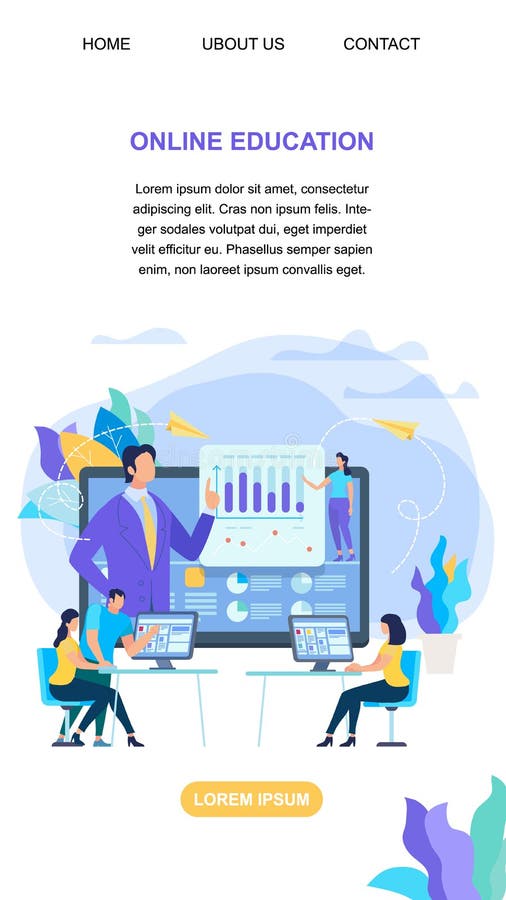Students Learn Distance Using Internet Technology Stock Vector ...