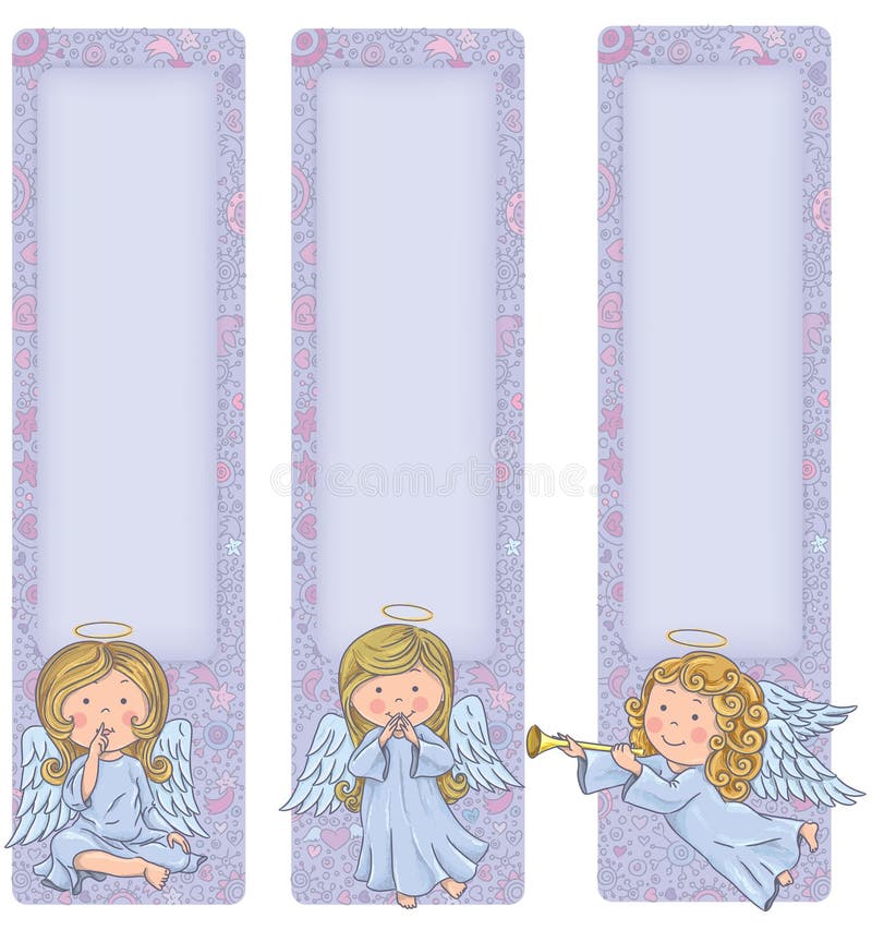Vertical Banner with Cute Angels Stock Illustration - Illustration of ...