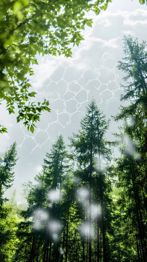 Forest with Mist Illustrating Carbon Dioxide Absorption Stock ...