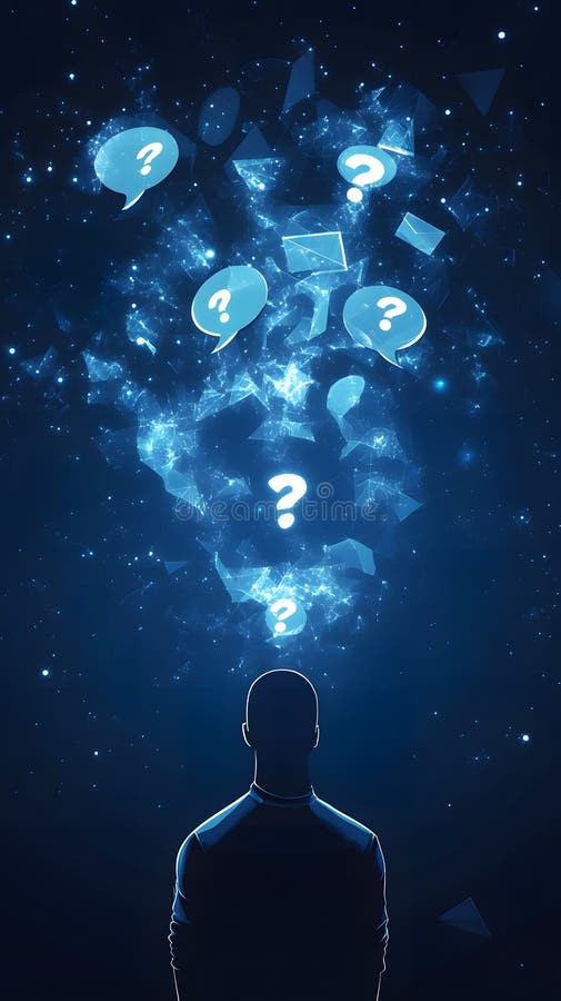 Vertical Banner of Overthinking Concept with Man Silhouette Stock ...