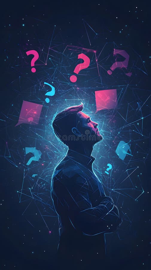 Vertical Banner of Overthinking Concept with Man Silhouette Stock ...