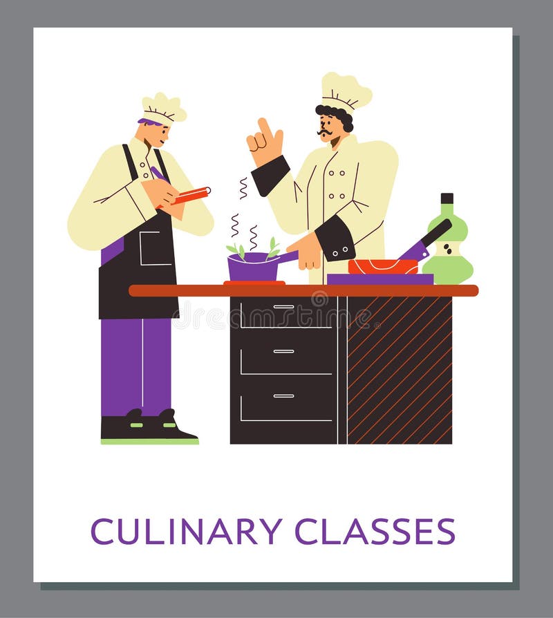 Vertical Banner or Poster about Culinary Classes Flat Style Stock ...