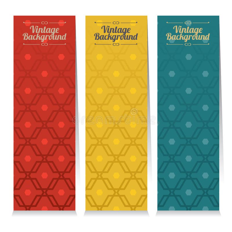 Vertical Banner Set of Three Vintage Graphic Theme. Stock Vector ...