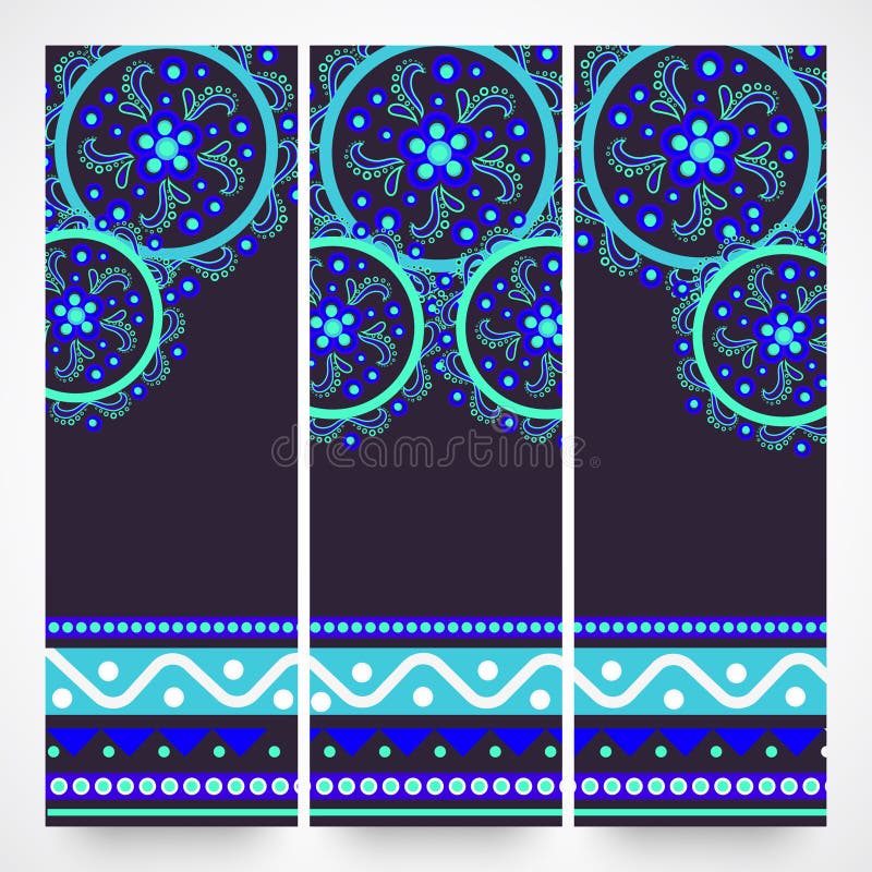 Vertical Banner or Standee Poster Design Set with Beautiful Mandala ...