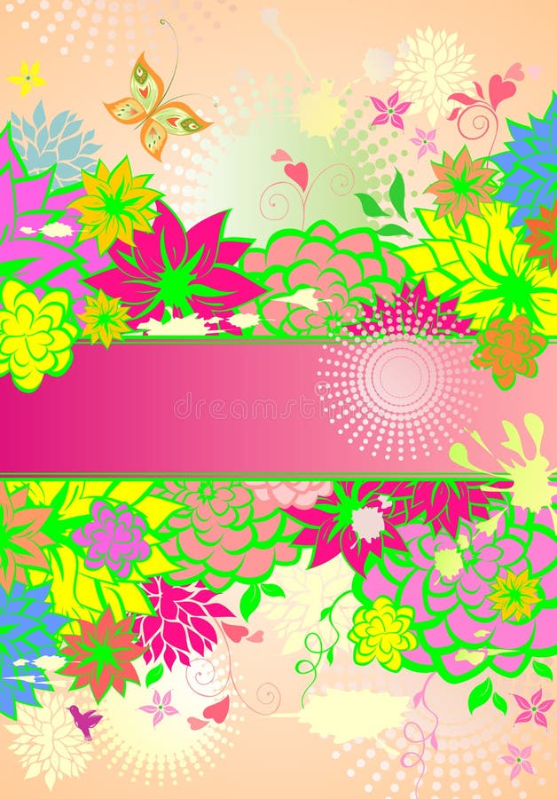 Vertical Banner with Summery Flowers Stock Vector - Illustration of ...