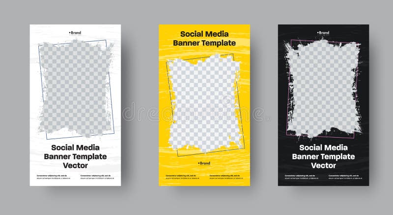 Vertical Banner Template for Stories with Rectangular Grunge Elements ...