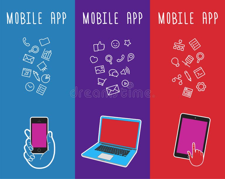 Vertical Banner with Touch Screen Stock Illustration - Illustration of ...