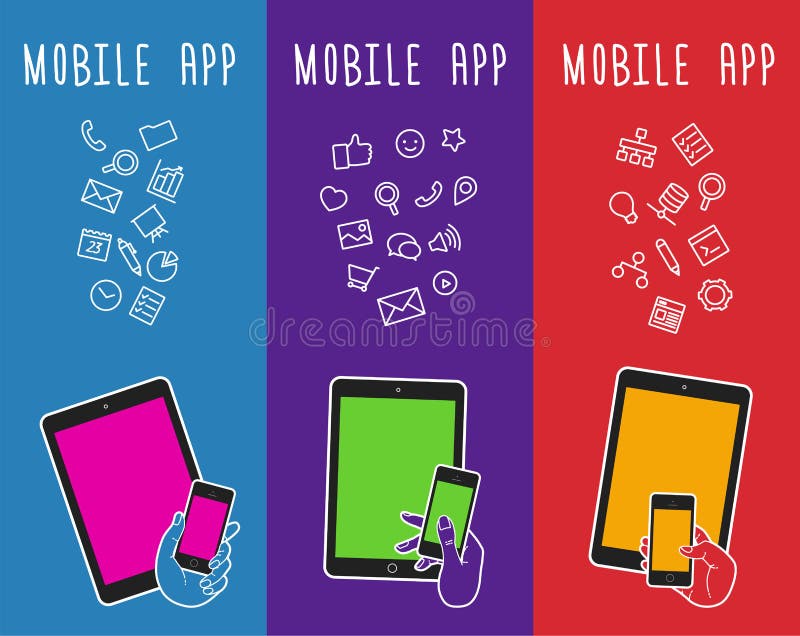 Vertical Banner with Touch Screen Stock Illustration - Illustration of ...