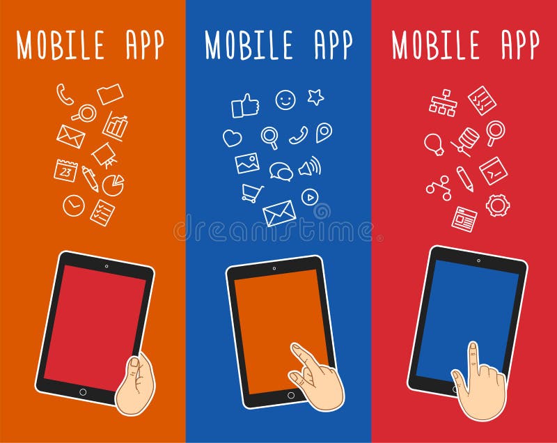 Vertical Banner with Touch Screen Stock Illustration - Illustration of ...