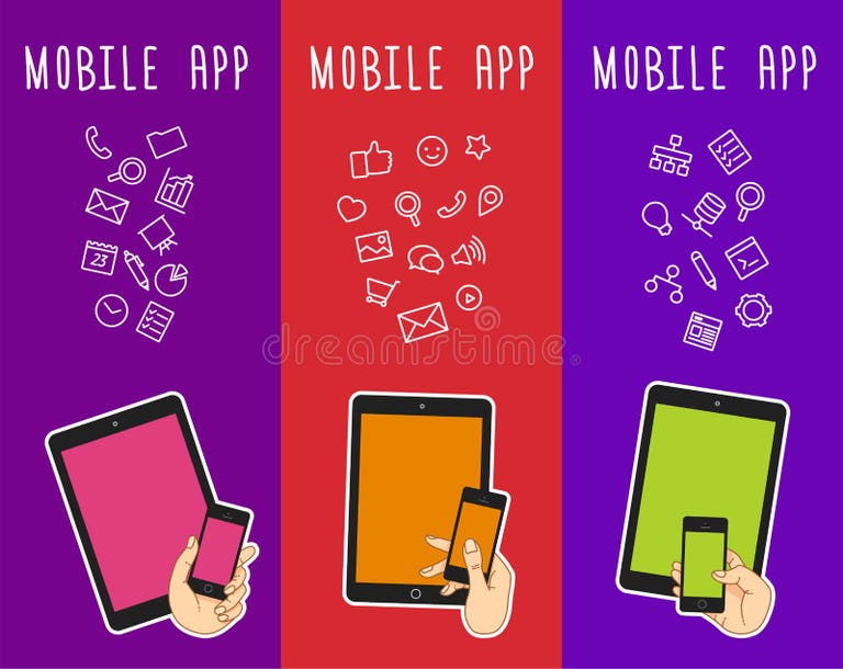 Vertical Banner with Touch Screen Stock Vector - Illustration of ...