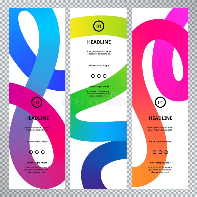 Vertical Banners with Abstract Colorful Dynamic Shapes. Vector Bright ...