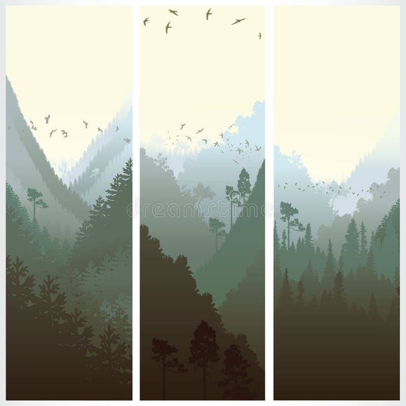 Vertical Banners with the Forest Stock Illustration - Illustration of ...