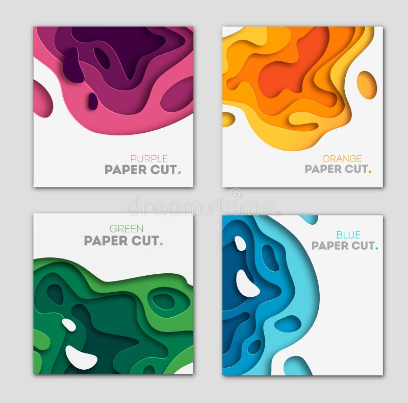 Vertical Banners Set with 3D Abstract Background and Paper Cut Shapes ...