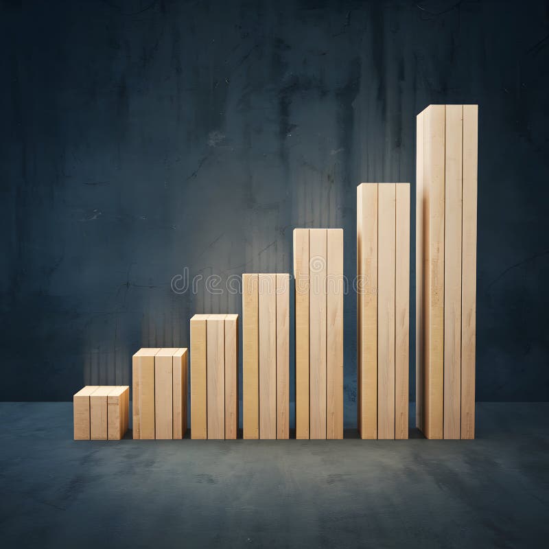 Vertical Bar Chart Showing Progression with Illuminated Bars on a Dark ...
