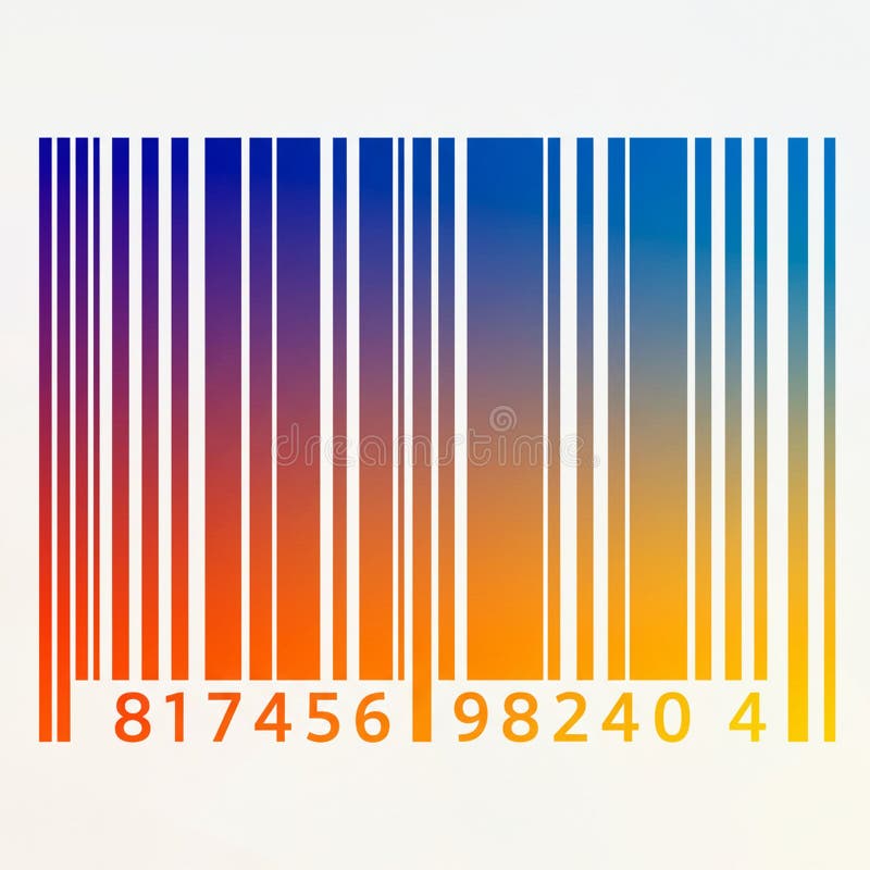 Vertical Barcode with a Gradient Color Scheme Transitioning from Blue ...